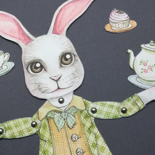 Teddy Bunny Rabbit Paper Doll Paper Toys Paper Crafts - Etsy