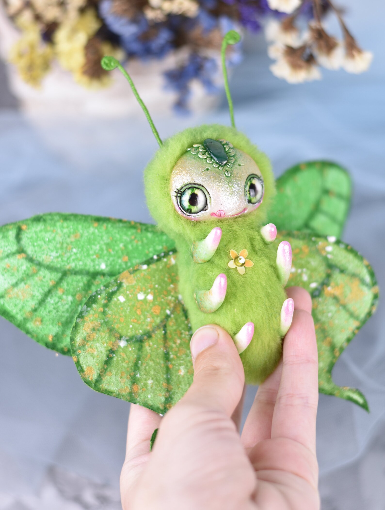 Moth ART Fantasy Toy Moth Plush Bug Collectible Sculpture Ooak - Etsy