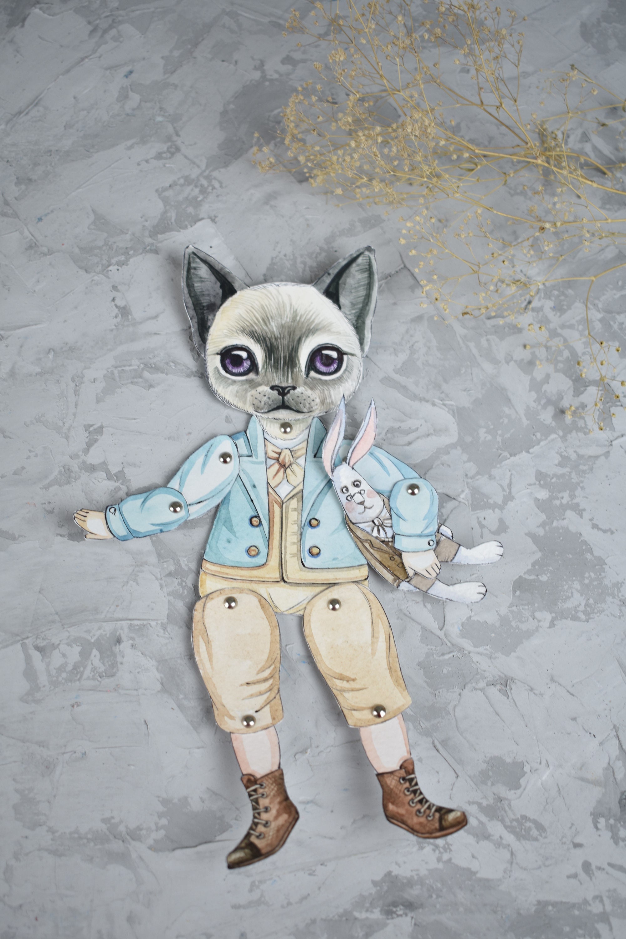 Paper cat kitty toys fantasy crafts paper dolls download | Etsy