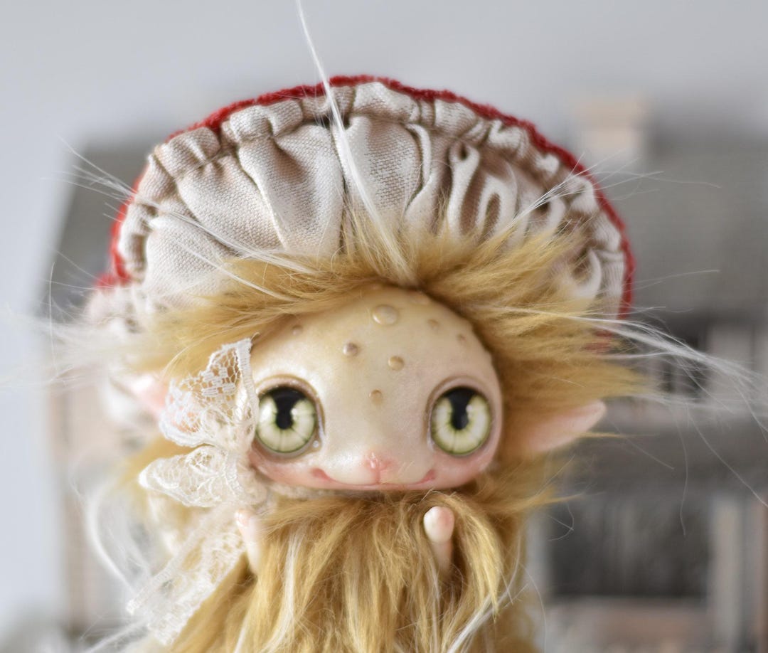 Mushroom Fantasy Creature Ooak Toy Art Doll Plush Magical Toy Sculpture ...