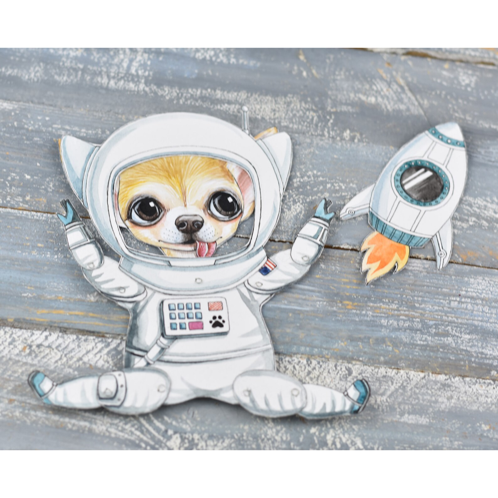 Astronaut Paper Doll Digital Print Chihuahua Download Instant - Etsy