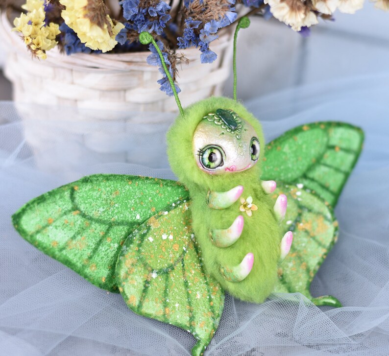 Moth ART Fantasy Toy Moth Plush Bug Collectible Sculpture Ooak - Etsy