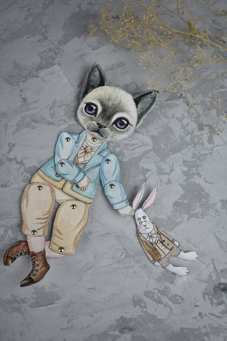 Paper Cat Kitty Toys Fantasy Crafts Paper Dolls Download - Etsy