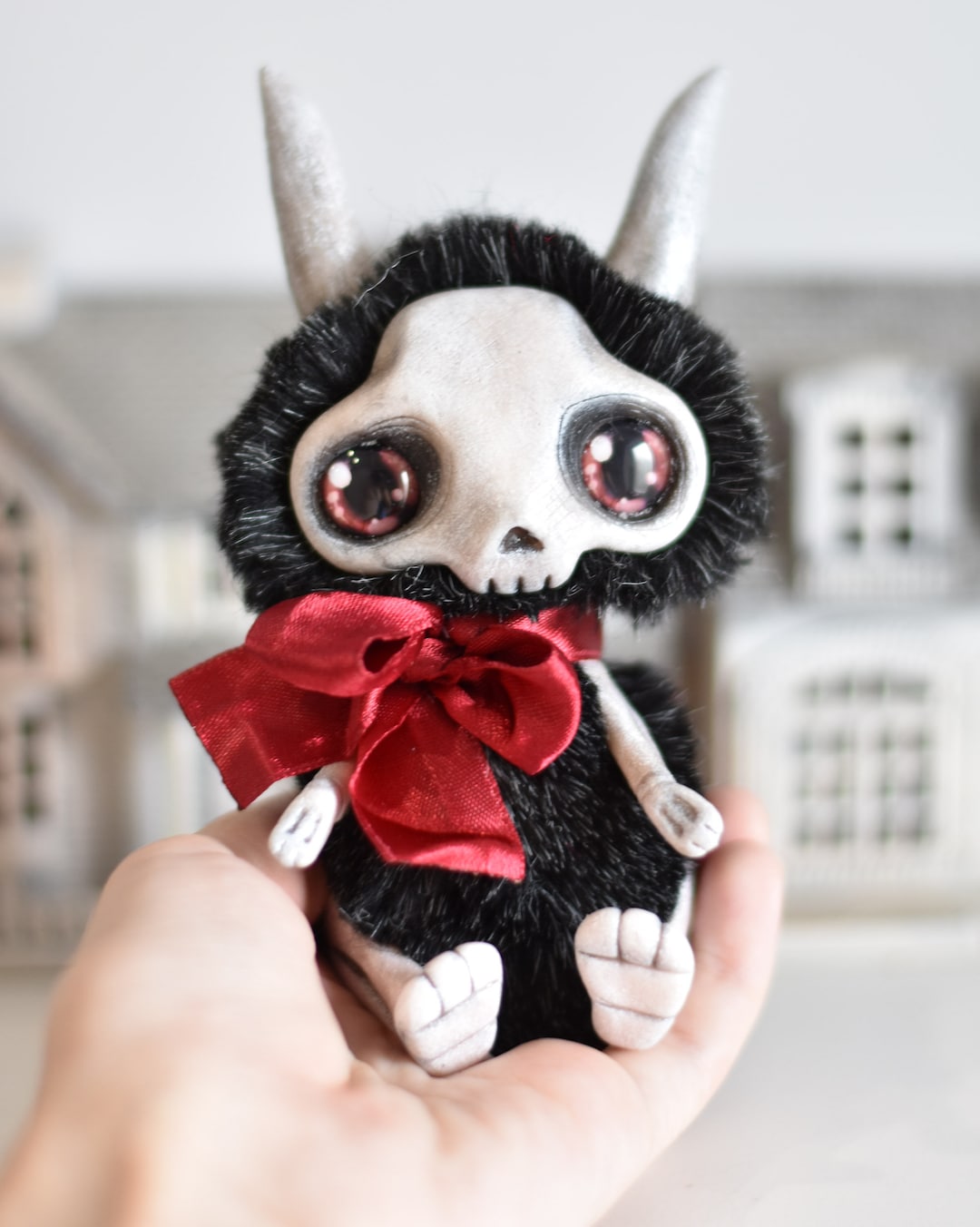 Skeleton Ooak Toy Gothic Black Cute Monster Horror Skull Plush Toy ...