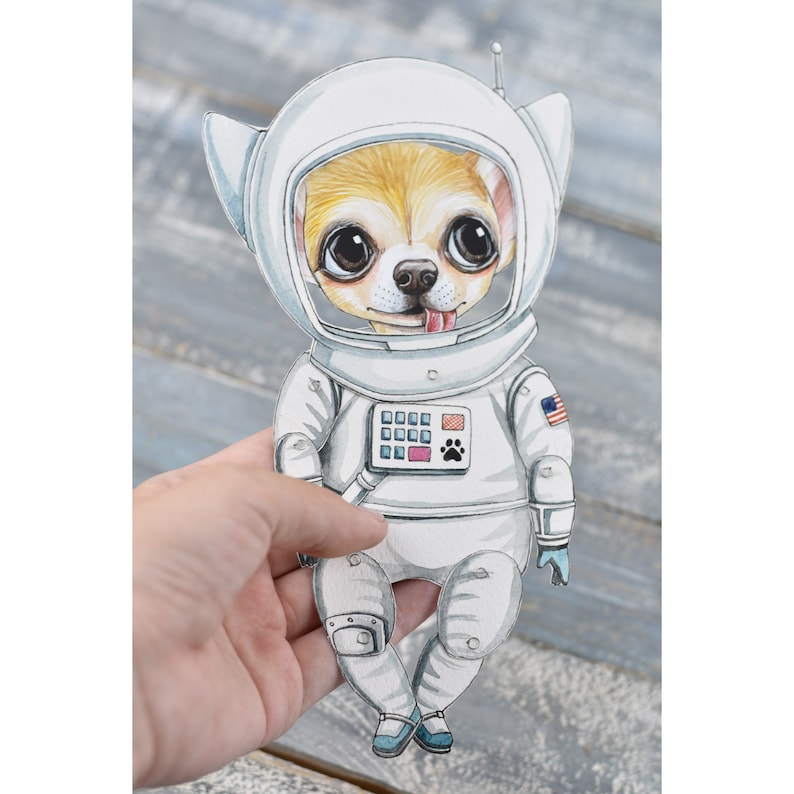 Astronaut Paper Doll Digital Print Chihuahua Download Instant - Etsy