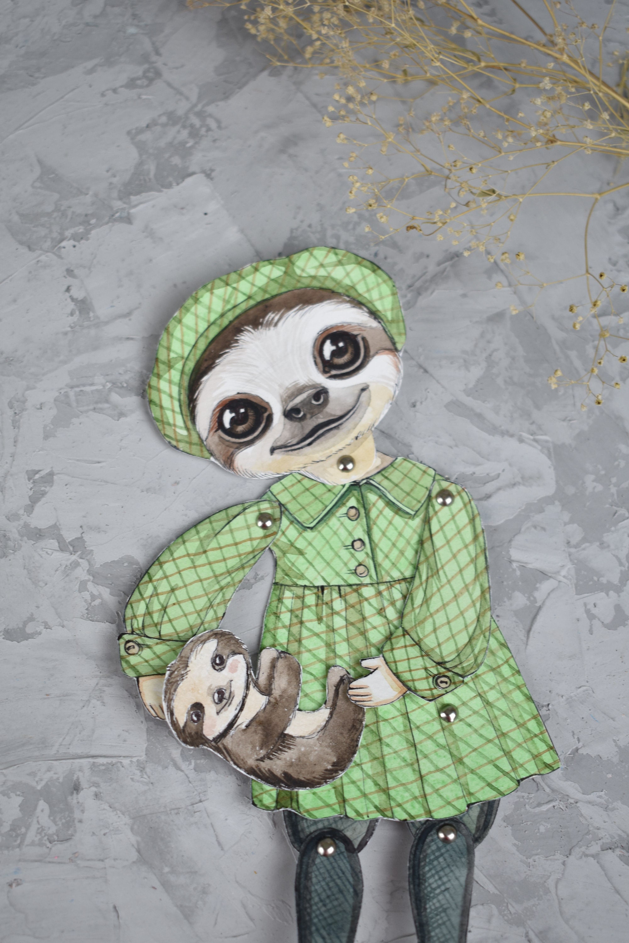 Sloth Gifts Sloth Ornament Paper Sloth Paper Toys Paper | Etsy