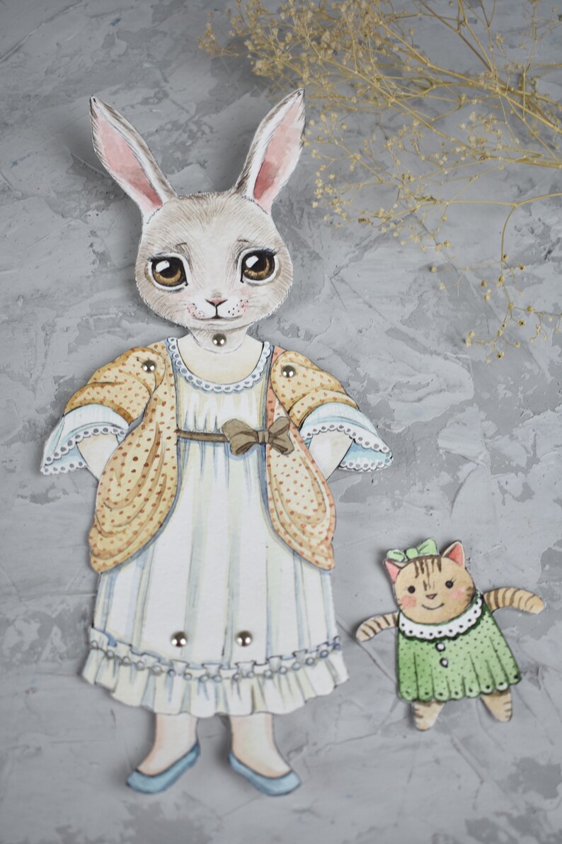 Teddy Bunny Rabbit Paper Doll Paper Toys Paper Crafts | Etsy