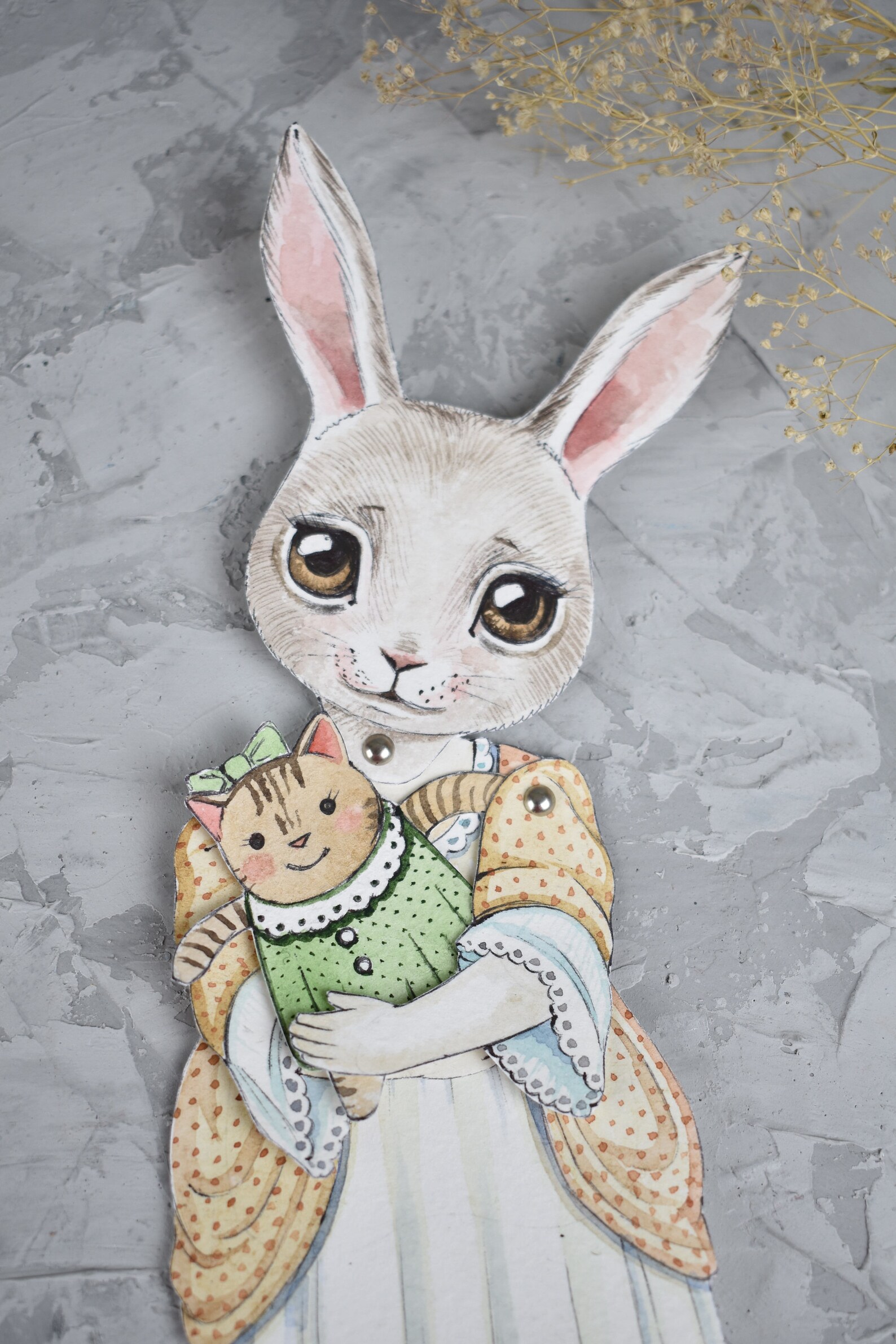 Teddy bunny Rabbit paper doll paper toys paper crafts | Etsy