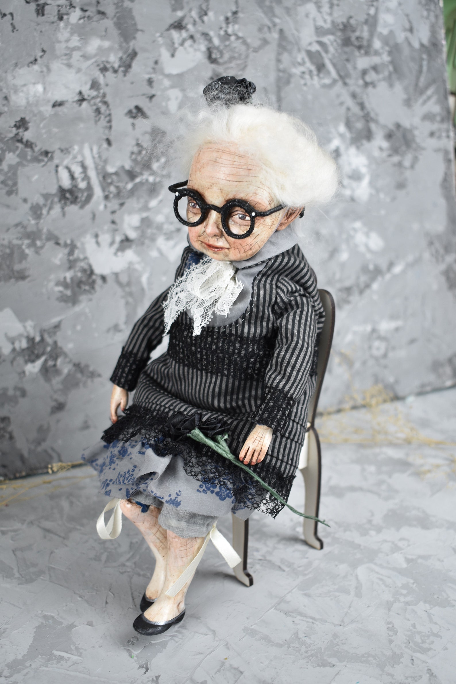 Old lady OOAK art doll hand made sculpture | Etsy