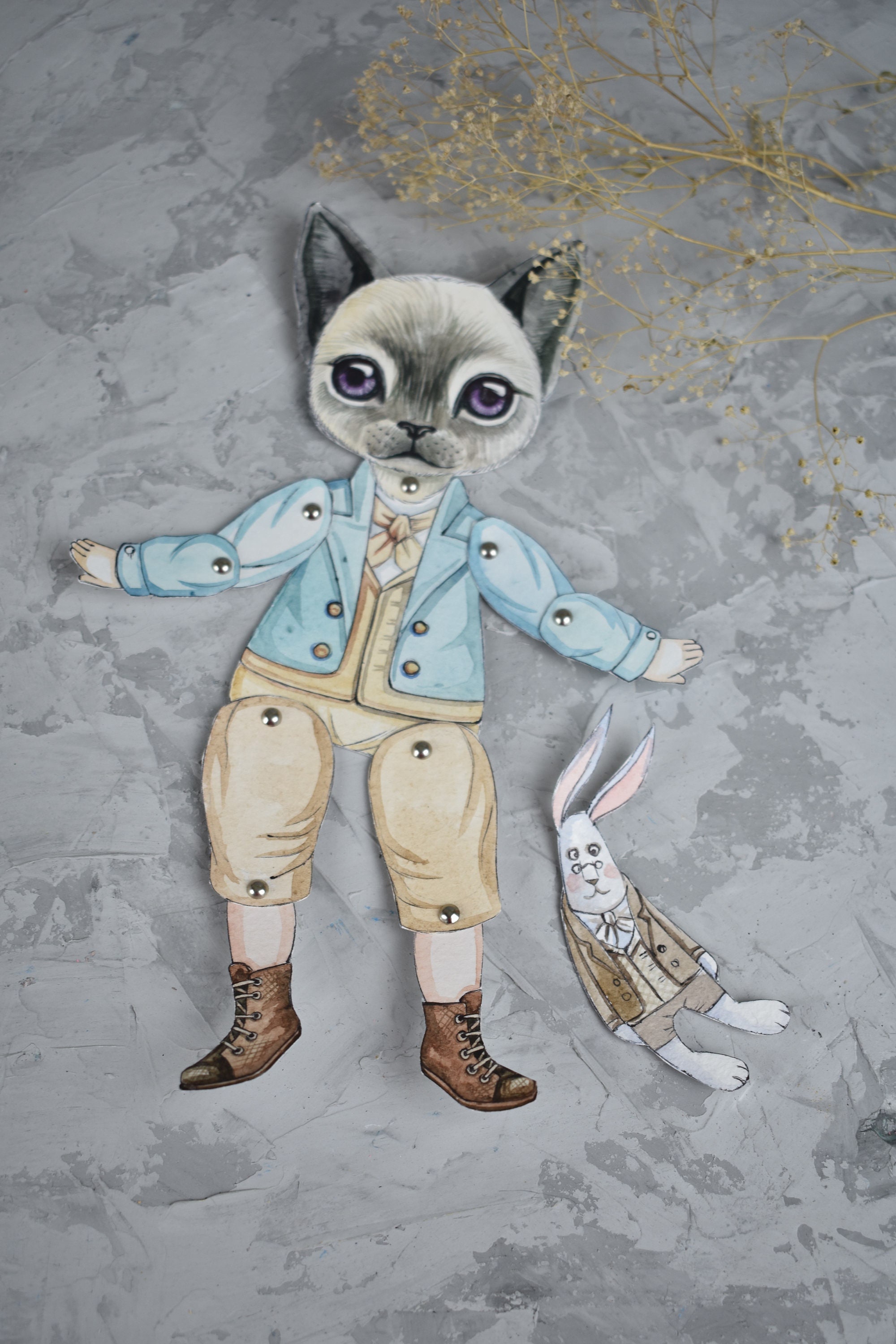 Paper cat kitty toys fantasy crafts paper dolls download | Etsy