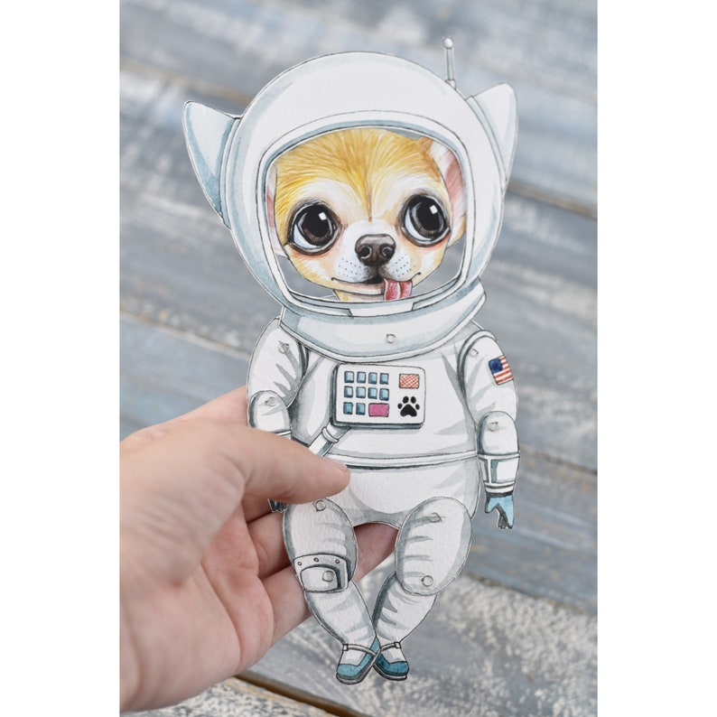 Astronaut Paper Doll Digital Print Chihuahua Download Instant - Etsy