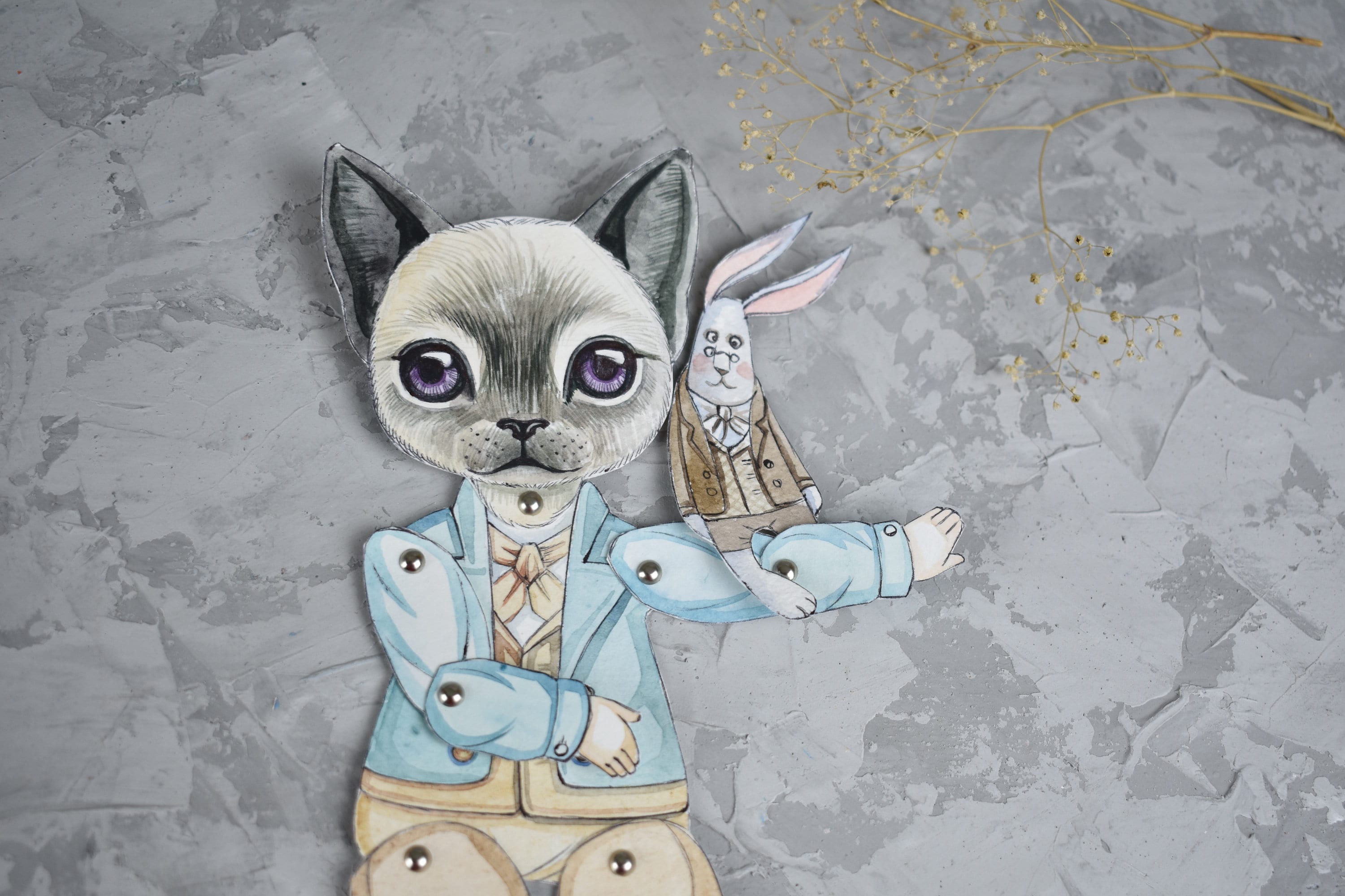 Paper cat kitty toys fantasy crafts paper dolls download | Etsy