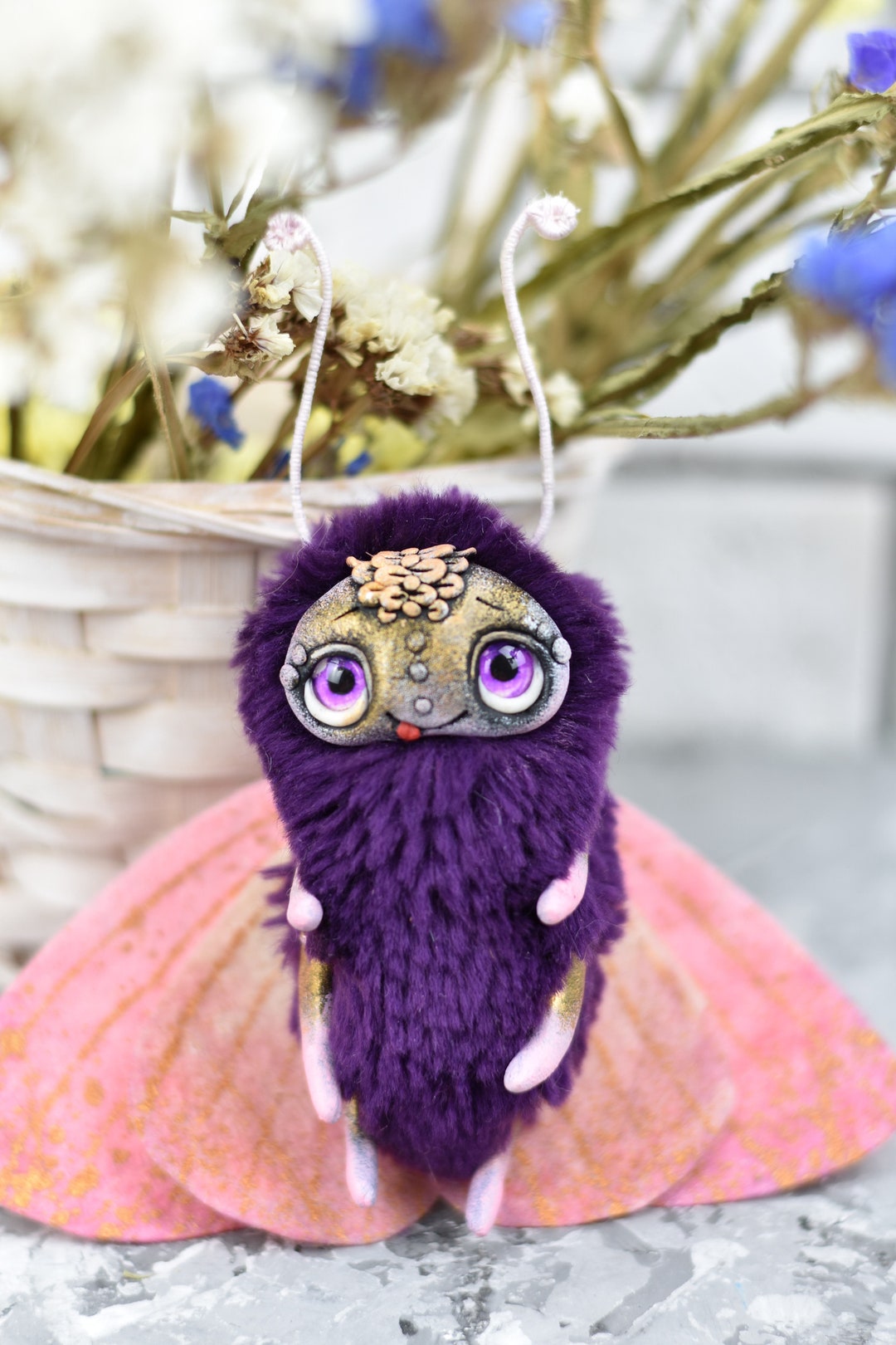 Moth Ooak Toy Fantasy Moth Toy Plush Bug Collectible Sculpture Art Doll ...