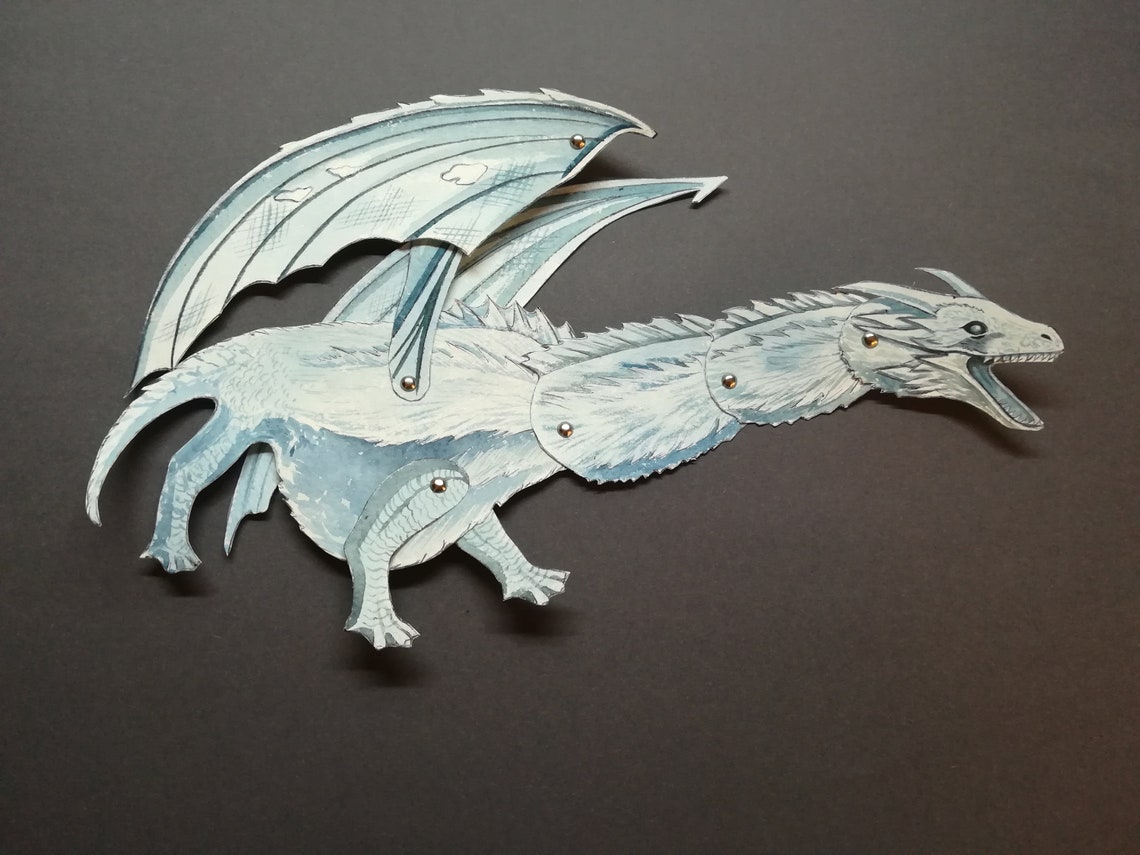 Blue dragon Ice dragons paper doll paper toys paper | Etsy