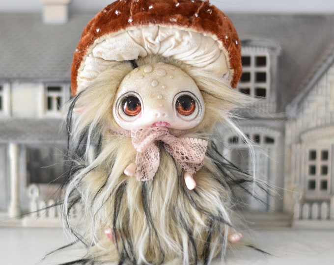 Mushroom Fantasy Creature Ooak Toy Art Doll Plush Magical Toy Sculpture ...