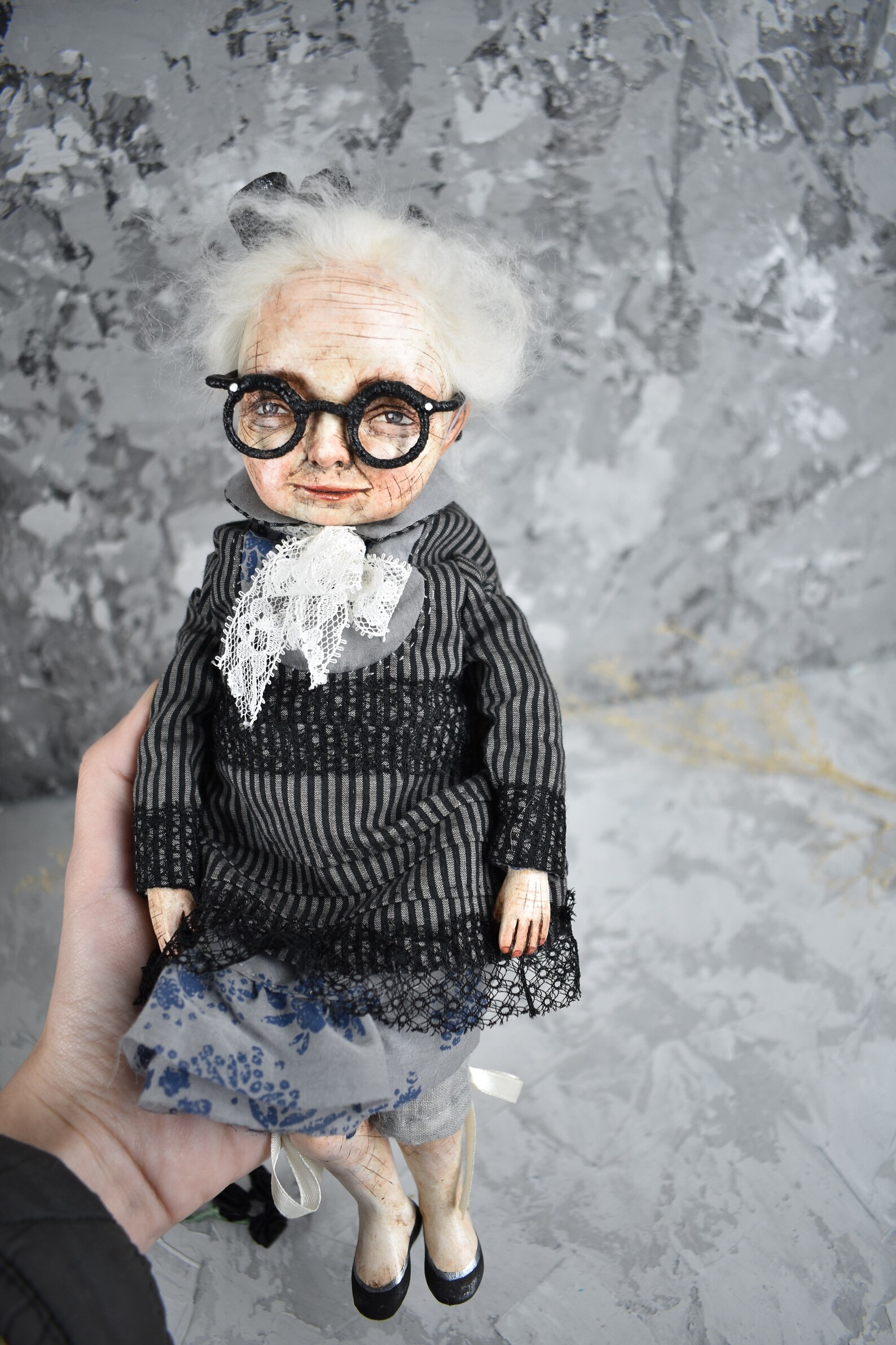 Old lady OOAK art doll hand made sculpture | Etsy