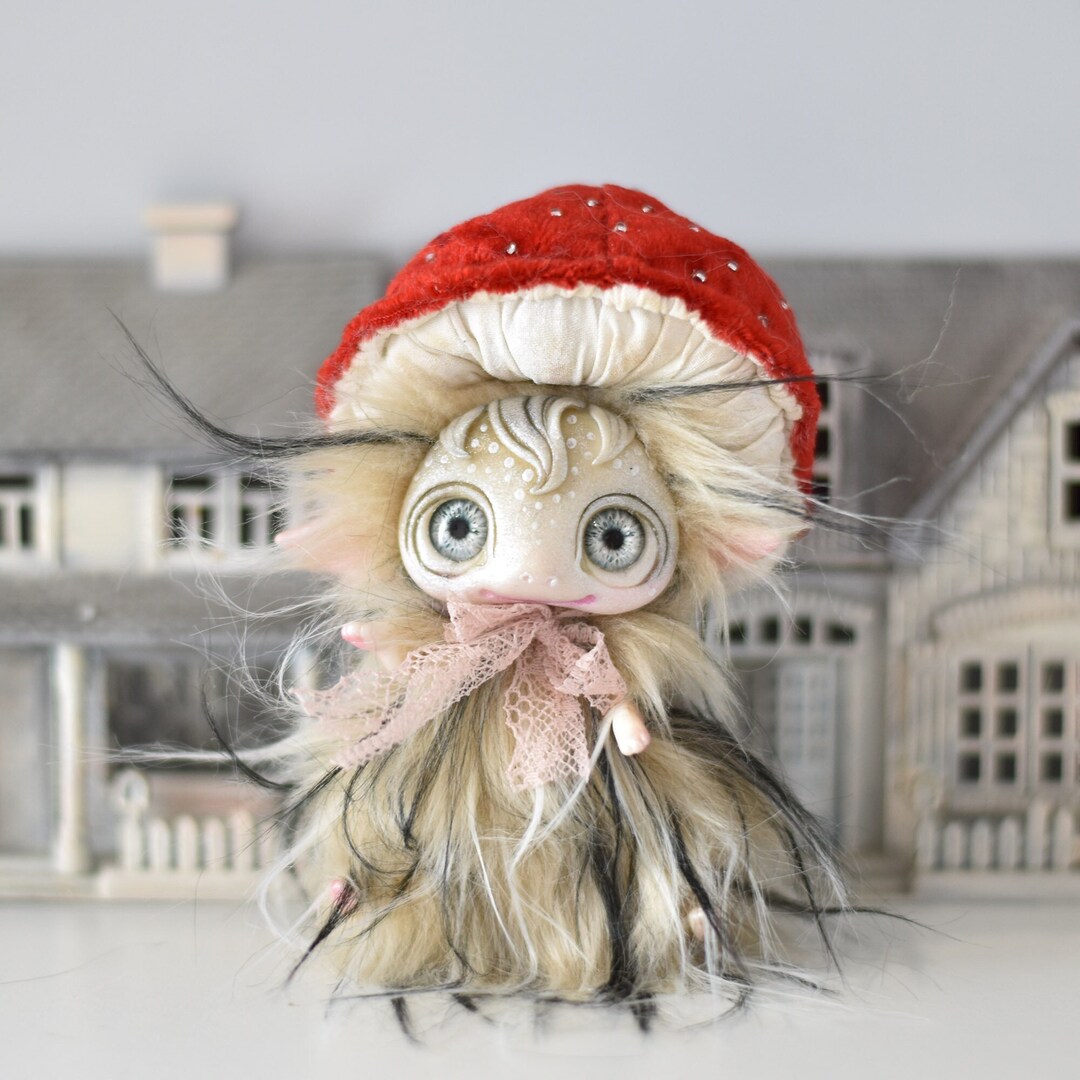 Mushroom Fantasy Creature Ooak Toy Art Doll Plush Magical Toy Sculpture ...