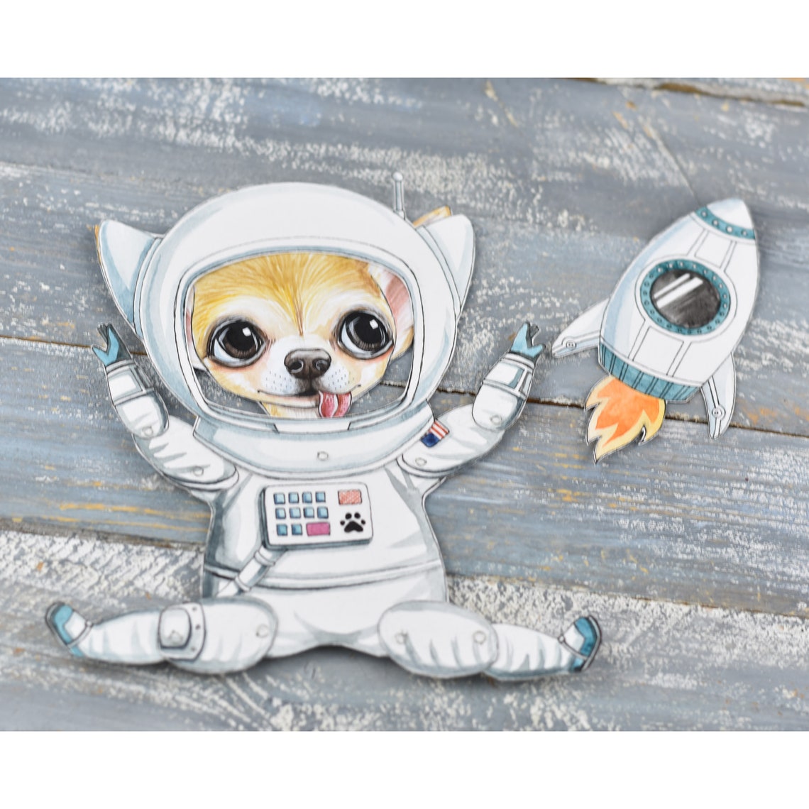 Astronaut Paper Doll Digital Print Chihuahua Download Instant - Etsy