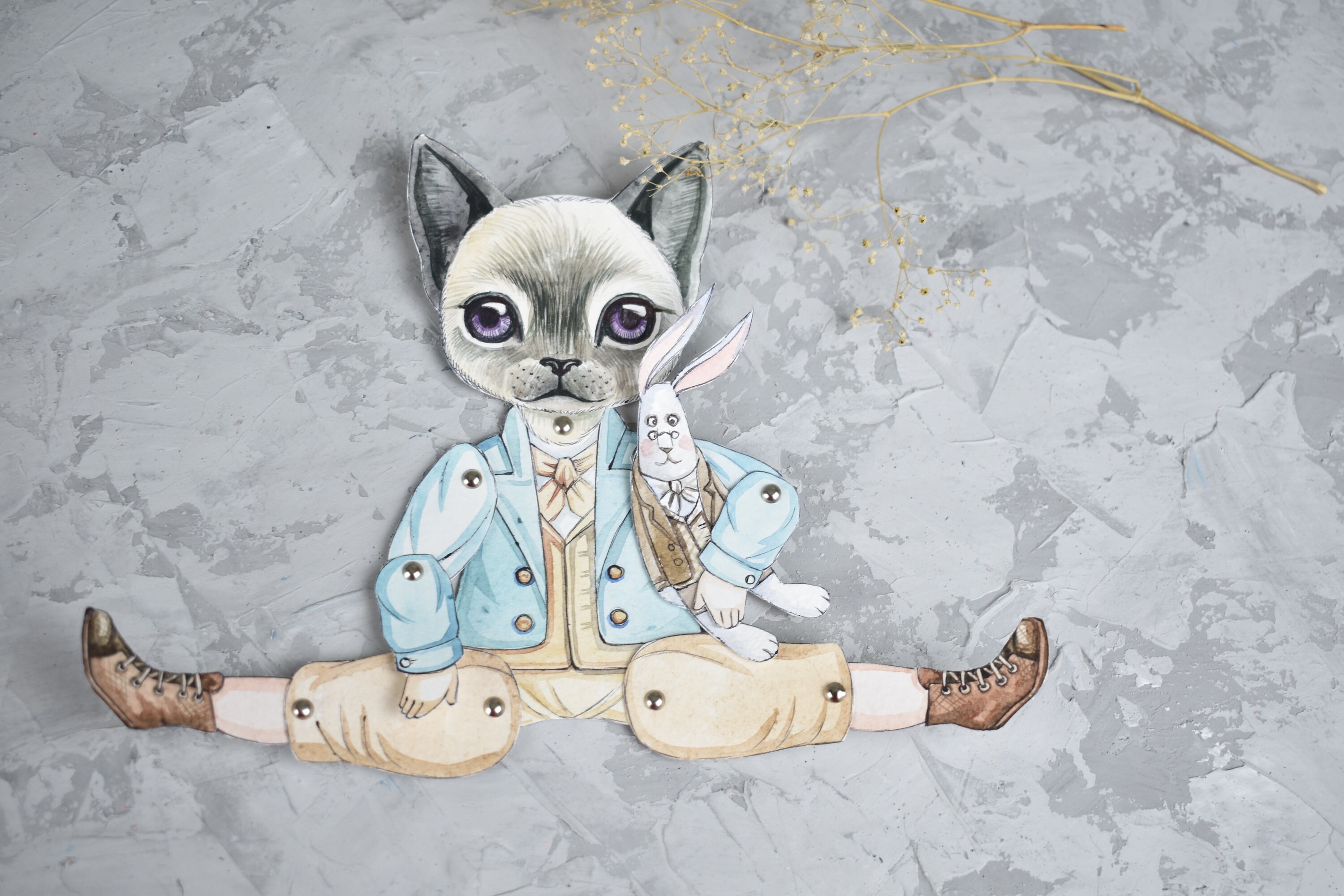 Paper cat kitty toys fantasy crafts paper dolls download | Etsy