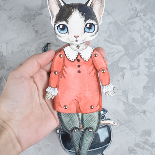 Paper Cat Kitty Toys Fantasy Crafts Paper Dolls Download - Etsy