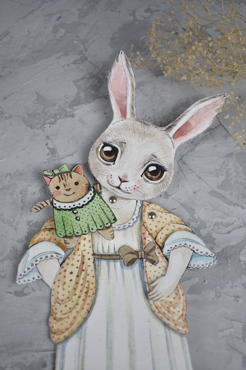 Teddy Bunny Rabbit Paper Doll Paper Toys Paper Crafts - Etsy