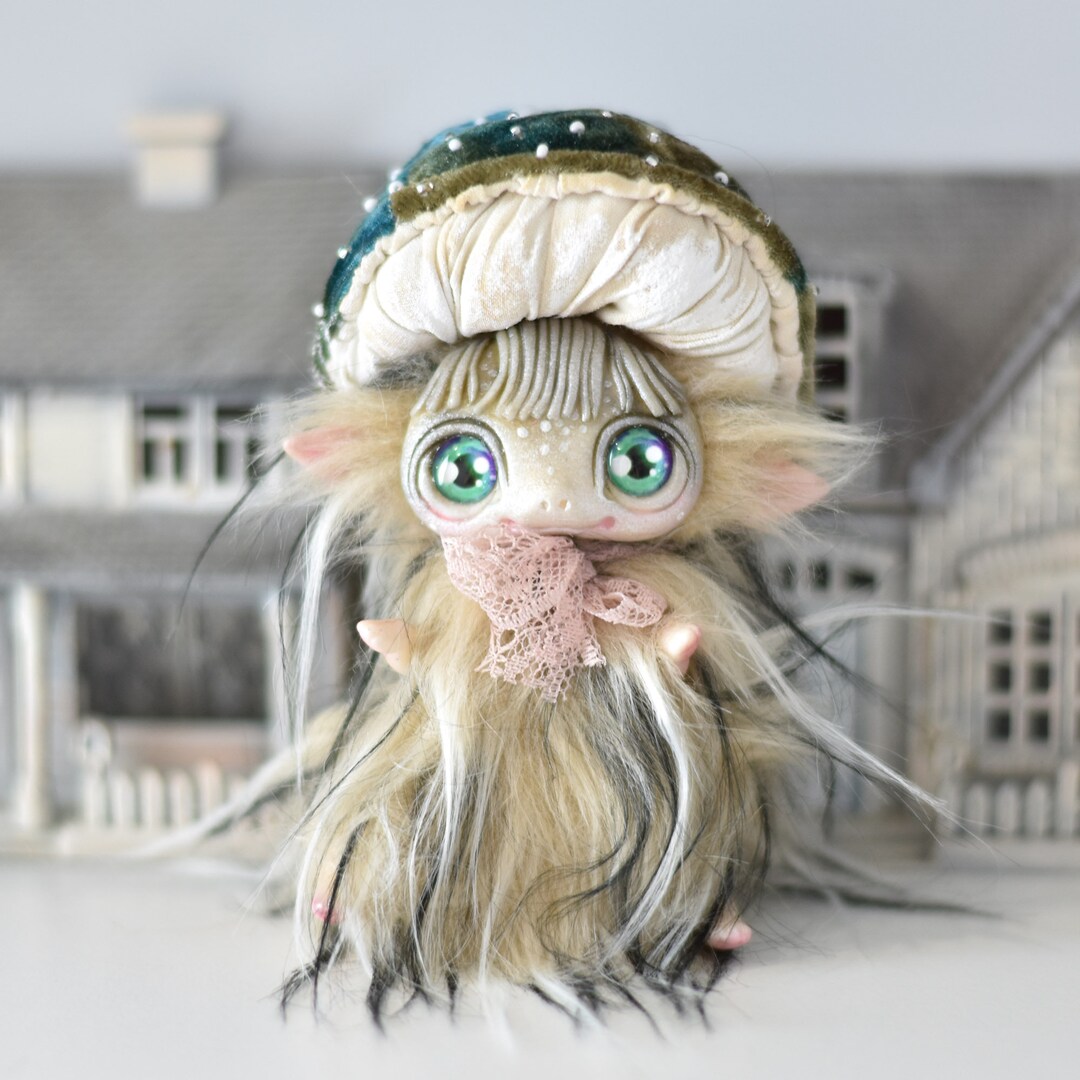 Mushroom Fantasy Creature Ooak Toy Art Doll Plush Magical Toy Sculpture ...