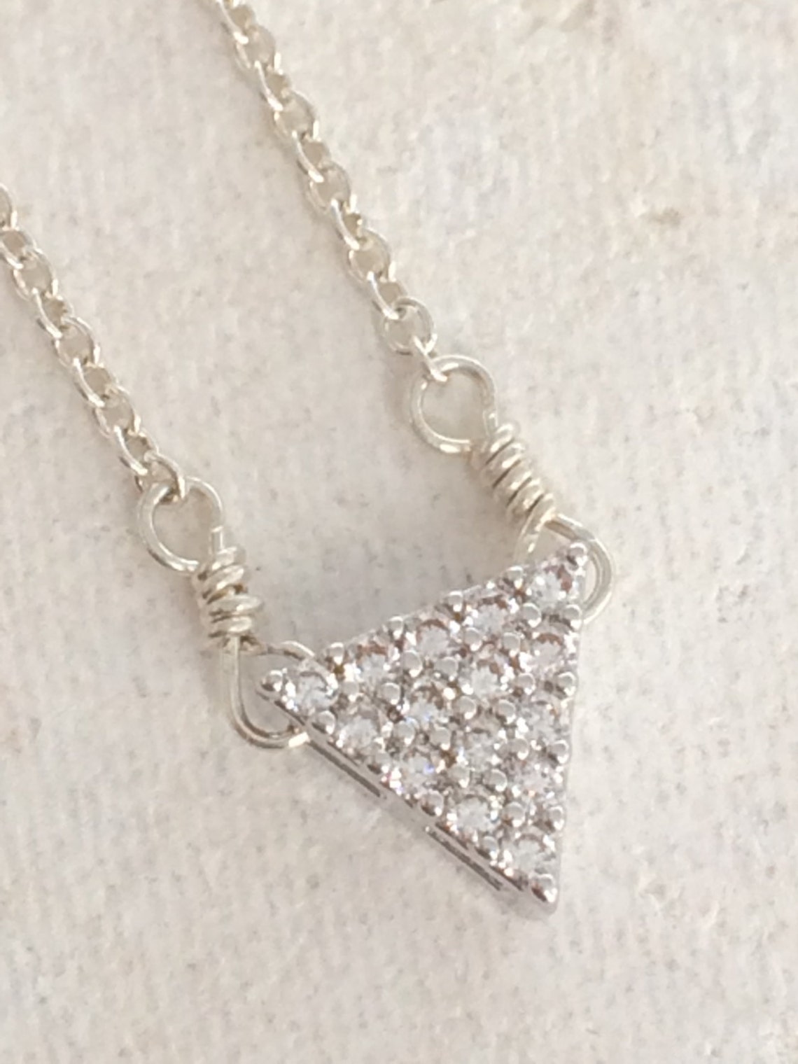 Swarovski Triangle Necklace Silver Layering Necklace Simple - Etsy