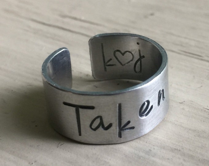 Taken Ring - LDR - Long Distance Relationship - Handstamped Ring ...
