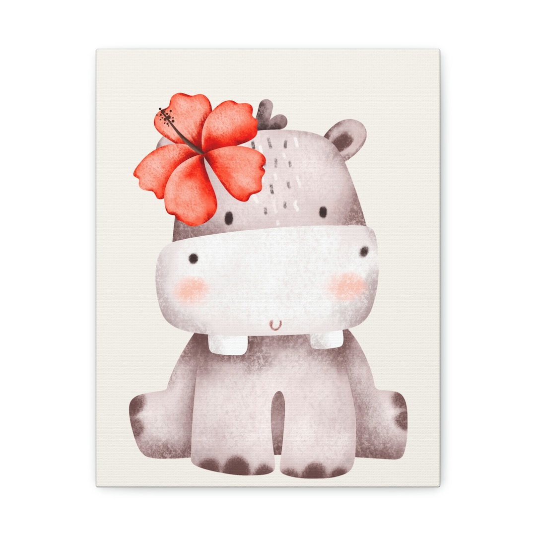Safari Animals Hippo Hippotamus Canvas Nursery Wall Art - Etsy