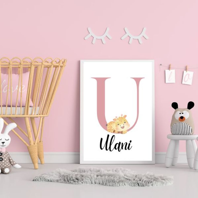 Personalized U-Z Alphabet Giraffe Kids Wall Art Print Digital Download ...