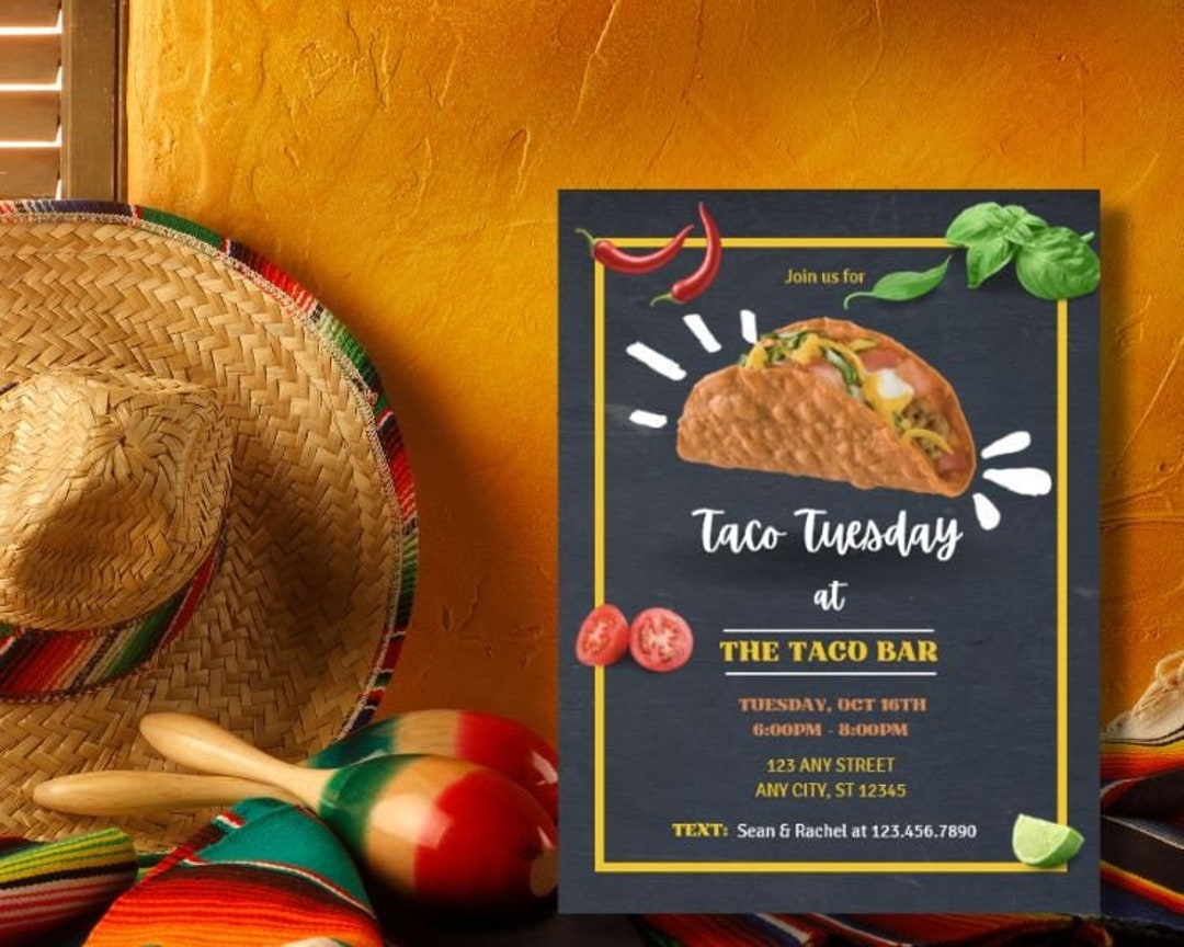 Taco Party Invitation Invite Fiesta Birthday Party Invite Mexican ...