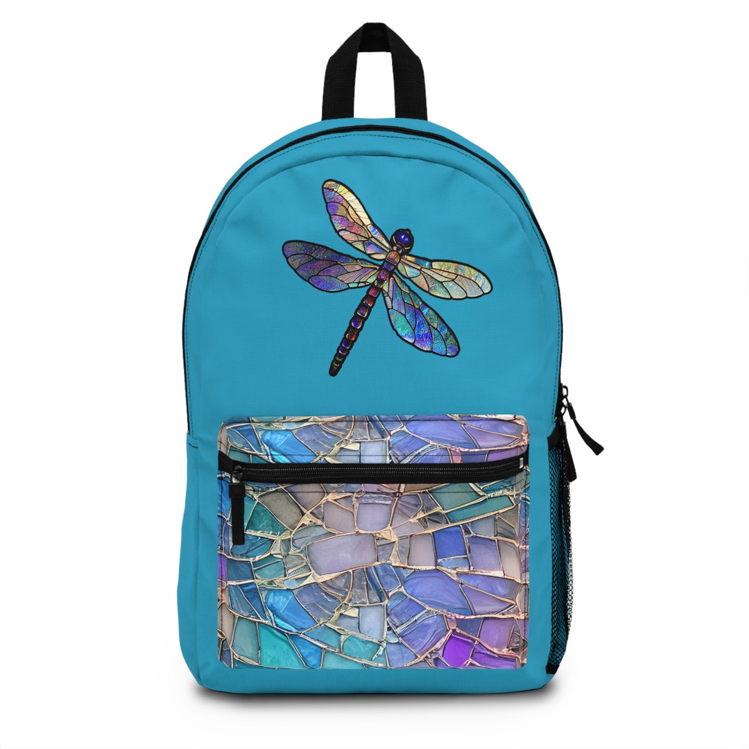 The Stained Glass Dragonfly Backpack Turquoise - Etsy