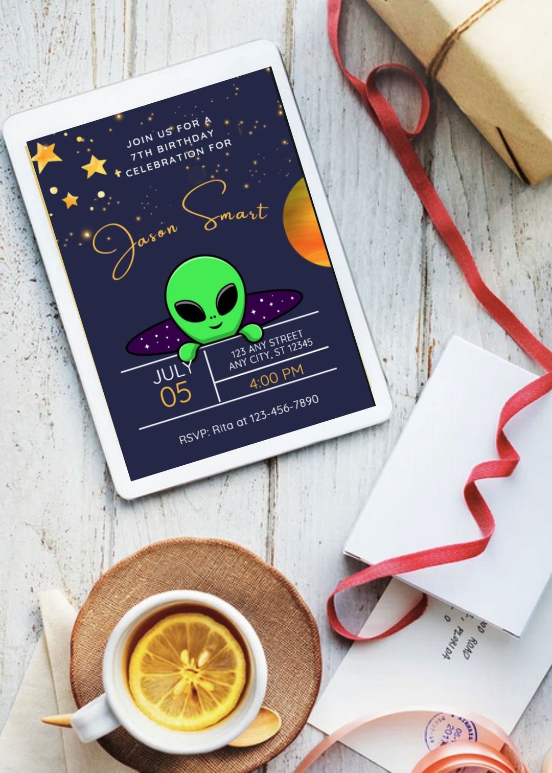 Out of This World Space Alien Planets Themed Party Invitations Invite ...