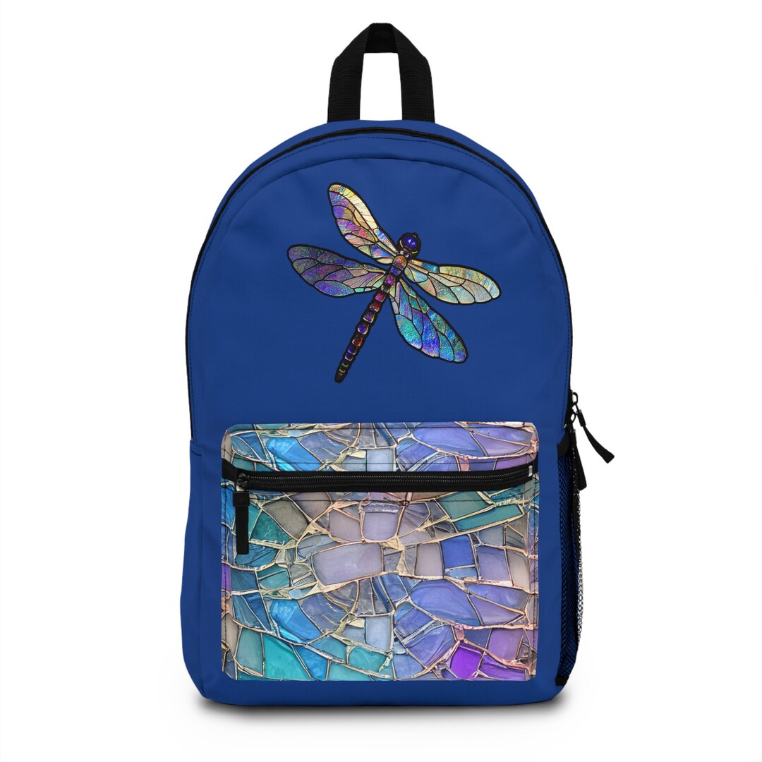 The Stained Glass Dragonfly Backpack Dark Blue - Etsy