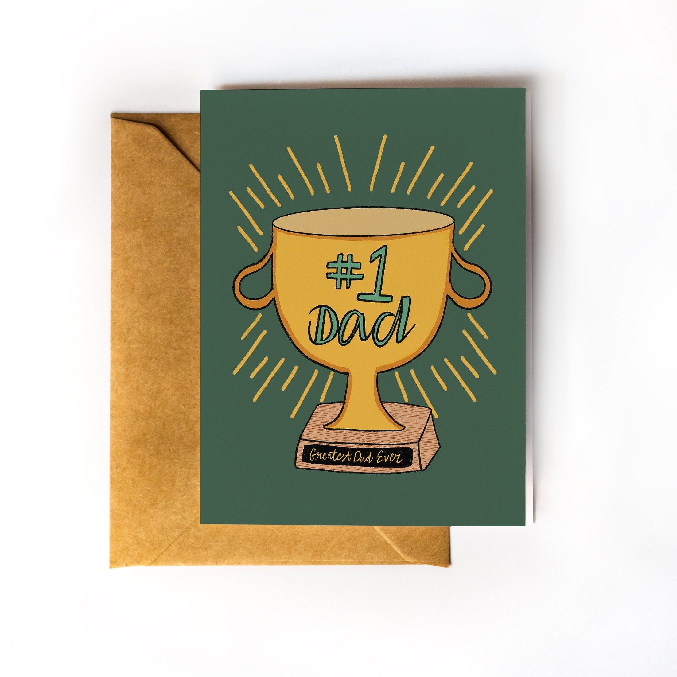 Number One Dad Trophy Card - Father's Day Gift - Etsy