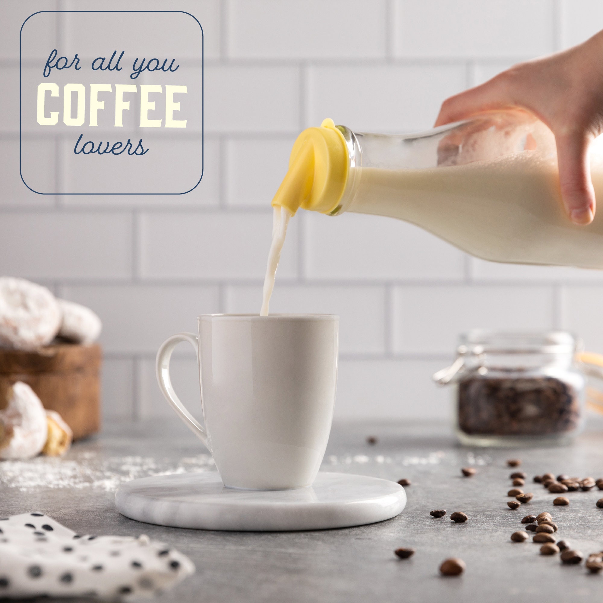 Kitchentoolz 32 Oz Round Glass Milk Jugs With Caps Perfect Milk ...