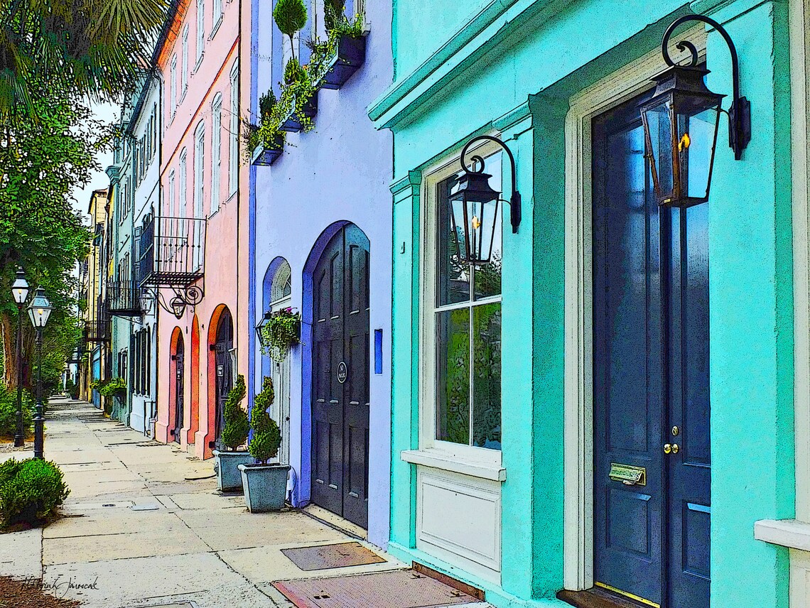 Charleston SC Charleston Art Rainbow Row Print French | Etsy