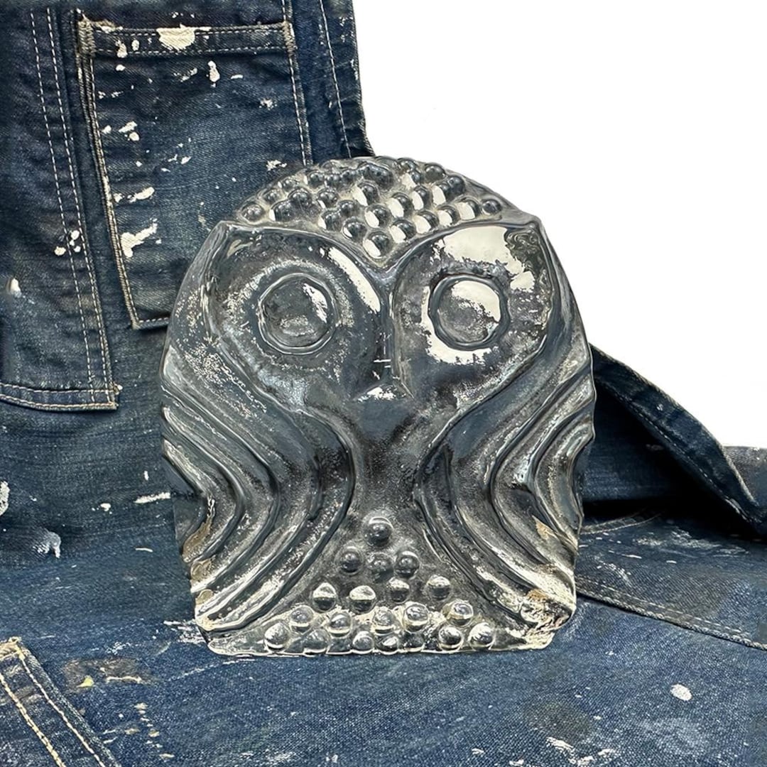 Pilgrim Glass Owl Bookend Clear Textured Desk Mid Century Modern MCM ...