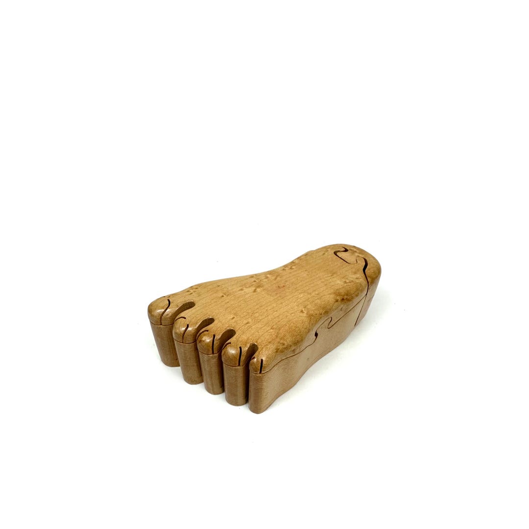 Richard Rothbard Foot Shaped Maple Wood Puzzle Sculpture Stash Box ...