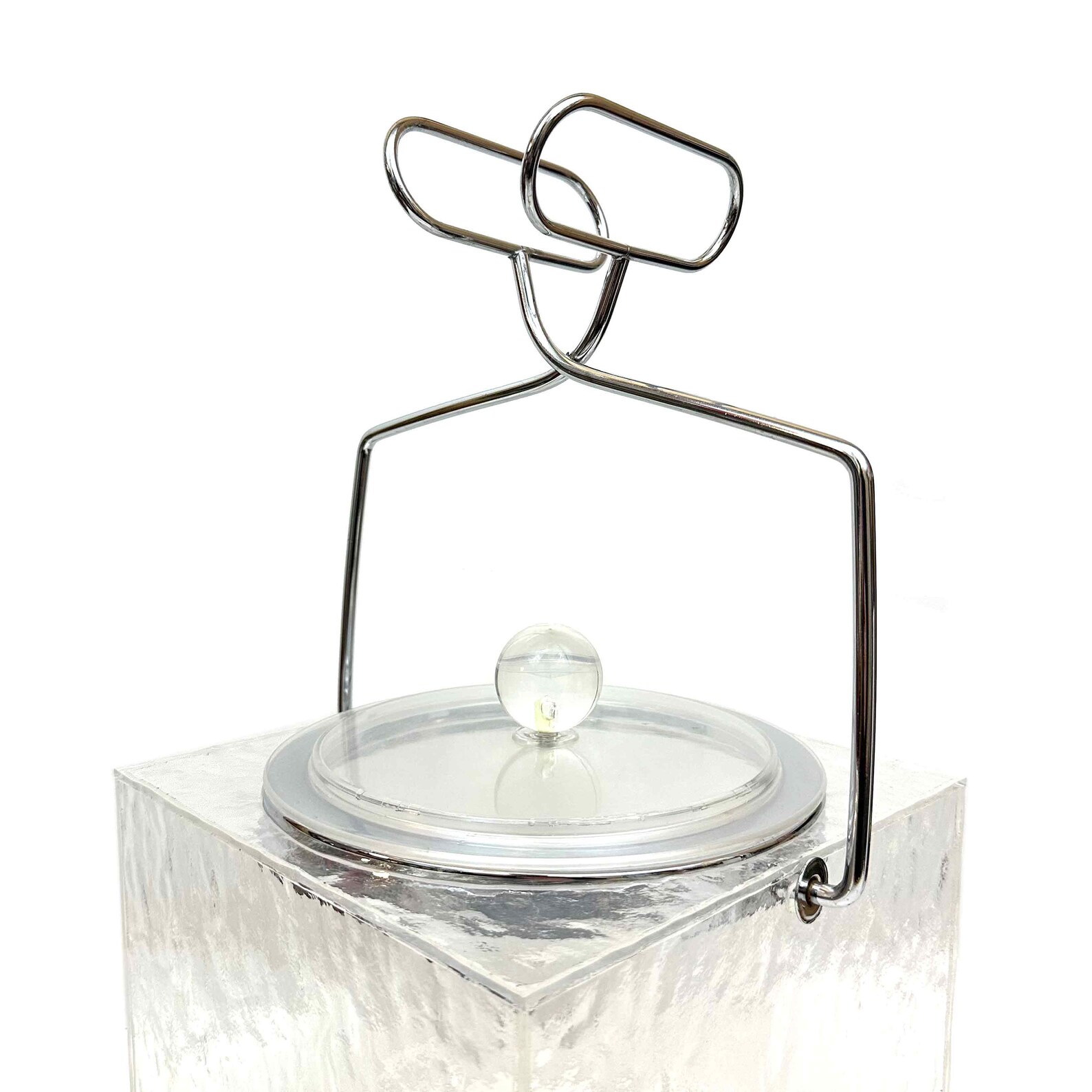 Willardy Textured Acrylic Ice Block Ice Bucket W/ Lid and Chrome Tong ...