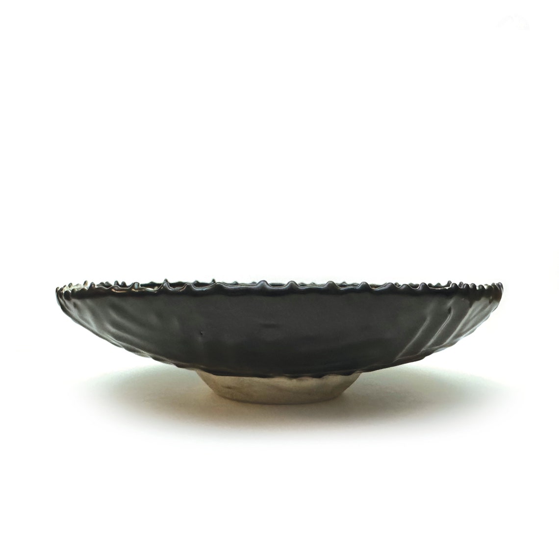 Peter Saenger Porcelain Large Footed Bowl Centerpiece Modernist Black ...