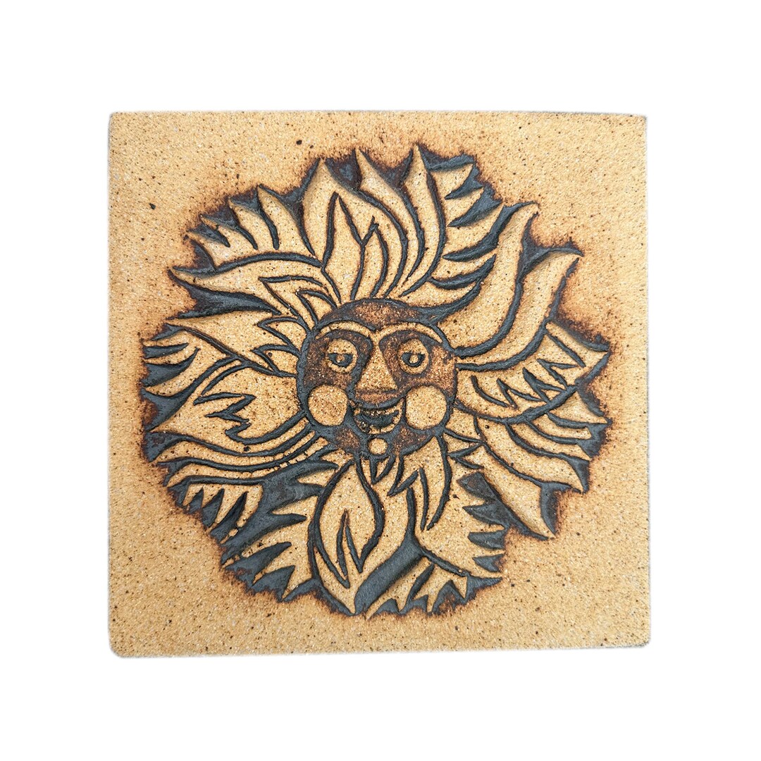 John Wenzel Clayworks 8x8 Stoneware Sun Face No. 2 Tile Decorative ...