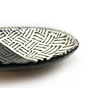 Peter Saenger Porcelain Large Footed Bowl Centerpiece Modernist Black ...
