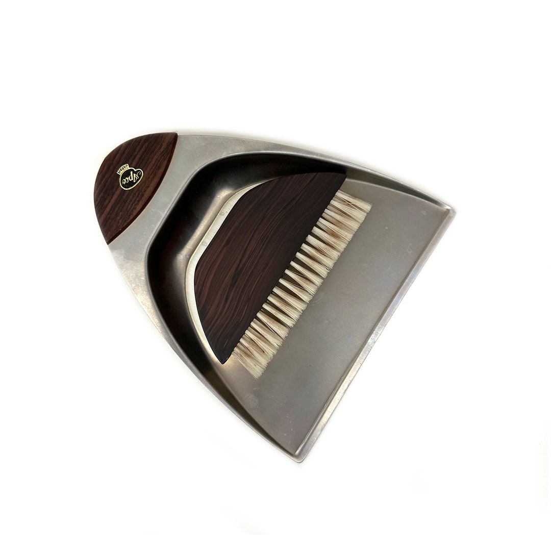 Apco Rosewood Stainless Steel Crumb Set Brush & Pan Wood Handle Butler ...