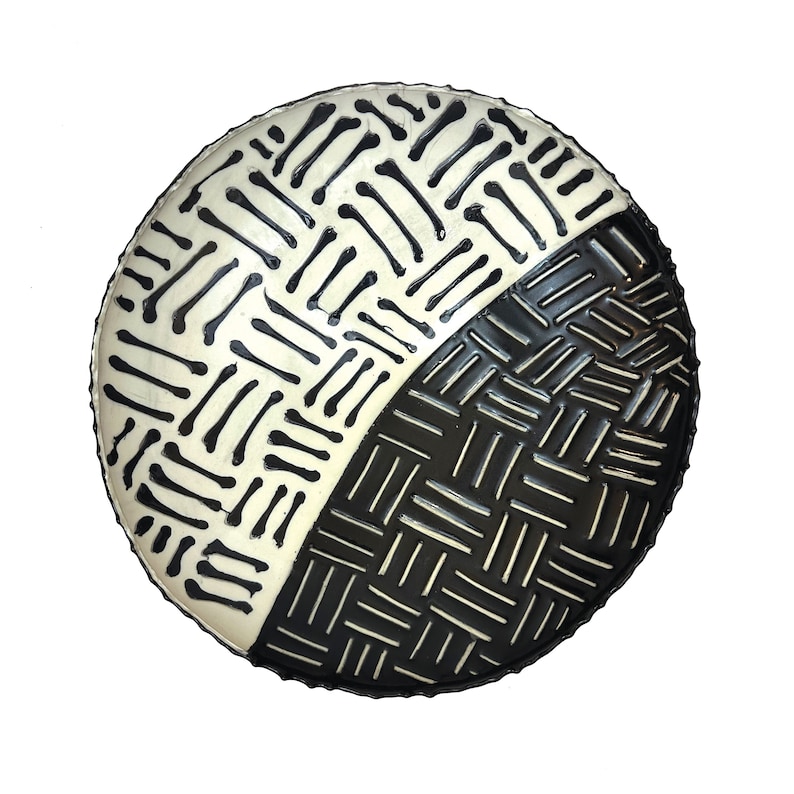 Peter Saenger Porcelain Large Footed Bowl Centerpiece Modernist Black ...