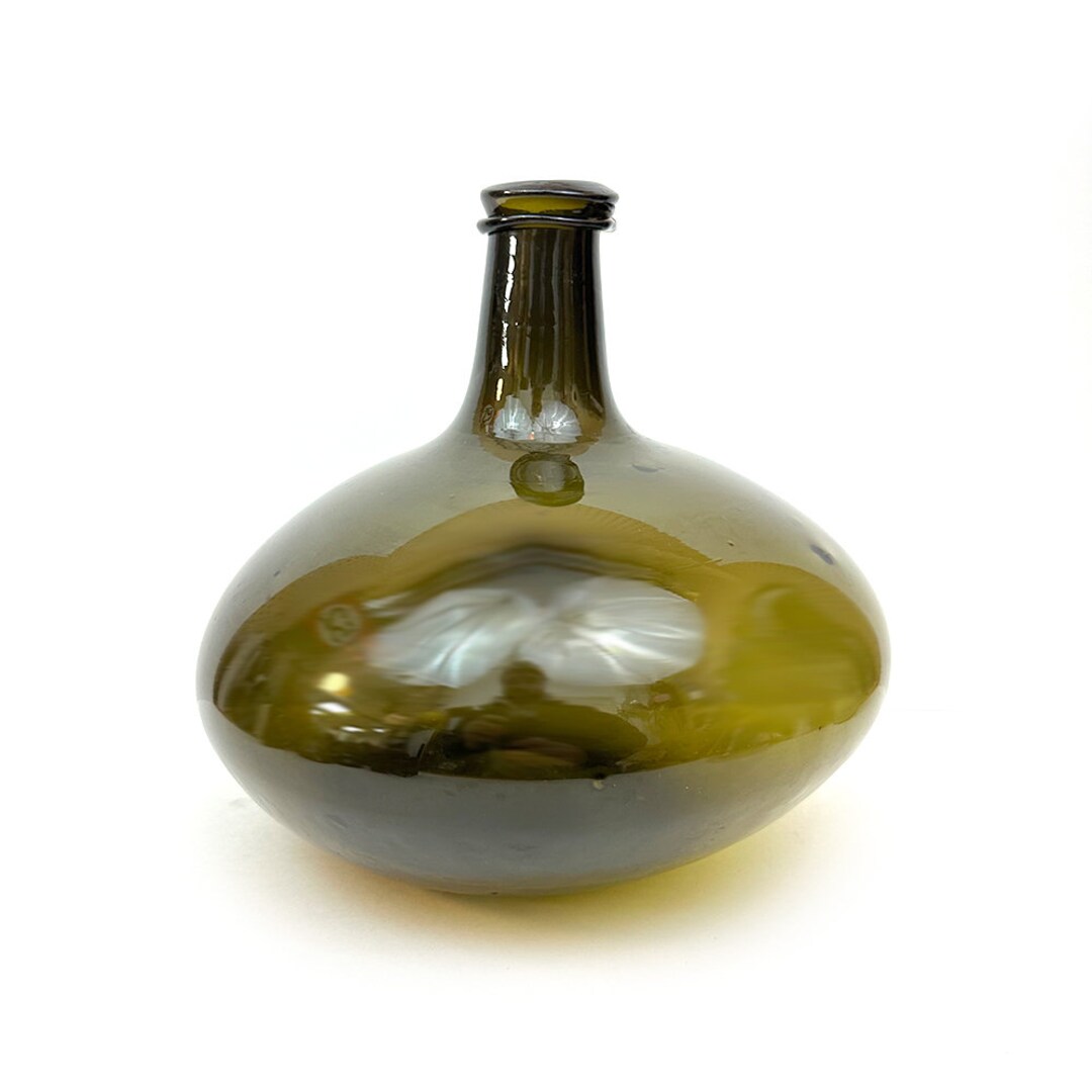Antique 18th Century Blown Glass Onion Shaped Demijohn Bottle Green ...