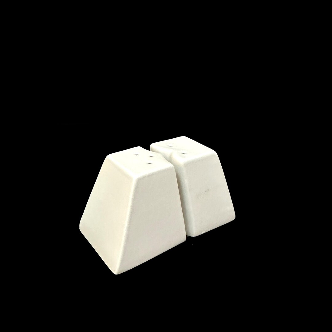 Peter Saenger Modernist Porcelain Salt & Pepper Matte White Glaze Space ...