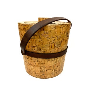 Cork Parquetry Ice Bucket W/ Lid & Leather Handle Karl Springer ...