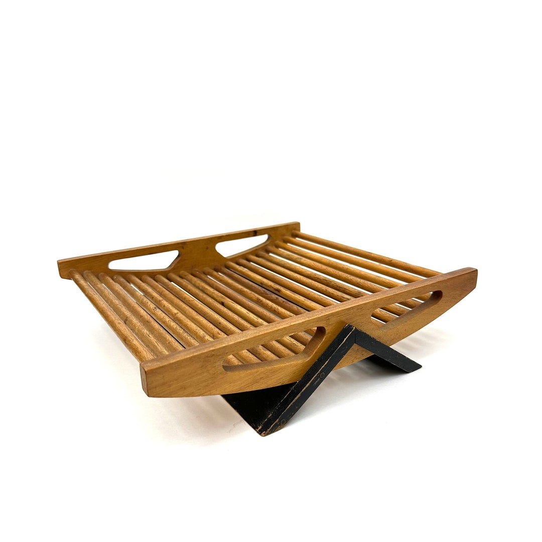 Japanese Architectural Spindle Fruit Basket Black Mid Century Modern ...