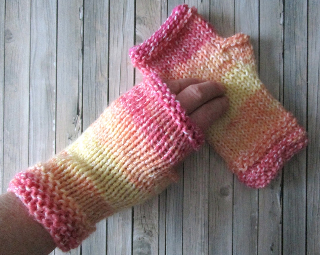 Lightweight Multi Coloured Cotton Mix Fingerless Gloves for Spring and ...